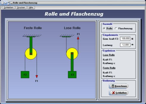 Rollen | Flaschenzug | Kraft | Feste Rolle | Lose Rolle | Formeln